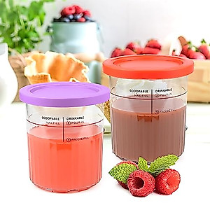 24 oz. Extra Pints with Lids, 4 Pack Replacement for Ninja Creami Deluxe Pints and Lids, Compatible with NC501 NC500 Ice Cream Maker, BPA-Free & Dishwasher Safe