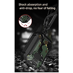 MiRUSI for Airpods Pro 2 (2022) Case Cover with Secure Lock Clip, Military Armor Style Full-Body Rugged Hard Shell with Carabiner,Shockproof Protective Case Cover Supports Wireless Charging(Green)