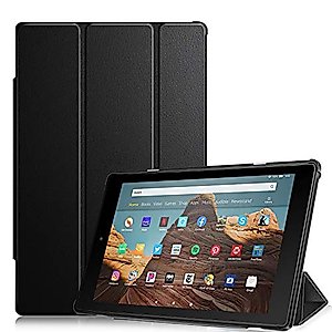 Fintie Slim Case for Amazon Fire HD 10 Tablet (Compatible with 7th and 9th Generations, 2017 and 2019 Releases) - Ultra Lightweight Protective Stand Cover with Auto Wake/Sleep, Black