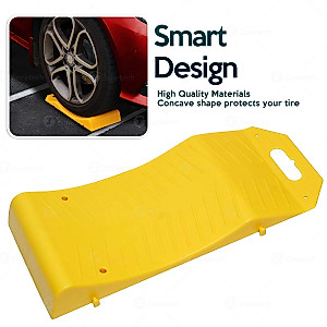 ZONETECH Tire Saver Ramps Premium Quality Portable Highly Visible Yellow Tire Cradle Vehicle Travel Ramps for Storage-Flat Spot and Flat Tire Prevention (4-Pack)