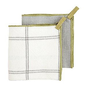 Mud Pie Gray Stitched Edge Towels, 26" x 16 1/2"