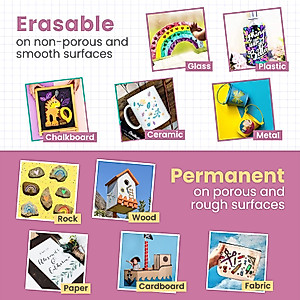 Metallic Chalk Markers (10 Pack) Liquid Chalk Pens - For Blackboards, Chalkboard, Bistro Menu, Window - Wet Wipe Erasable - 6mm Reversible Bullet & Chisel Tip