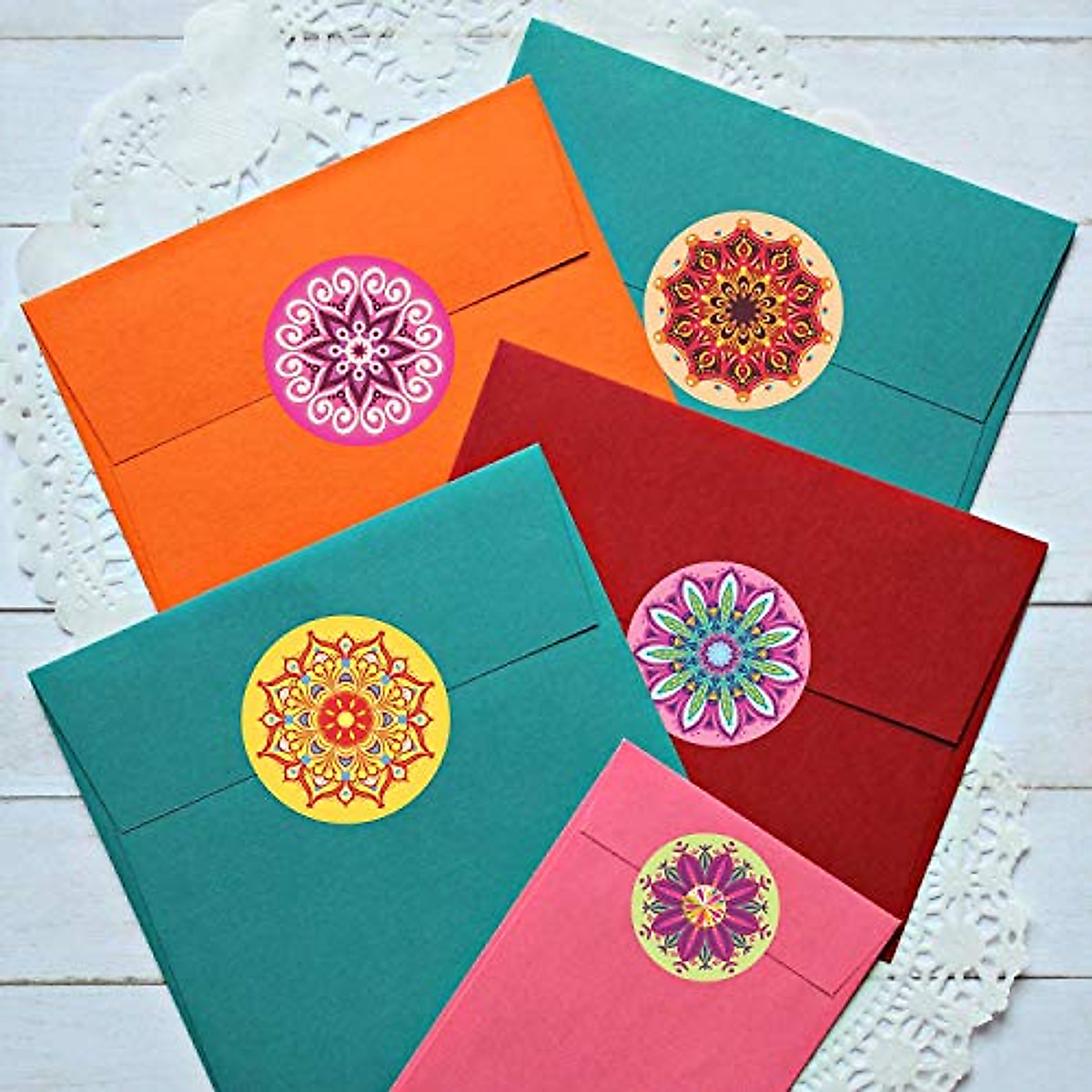 PARTH IMPEX Mandala Stickers Seals Labels - (Pack of 120) 2" Large Round Decals for Wall Laptop Water Bottles Holiday Greeting Cards Gift Envelopes Boxes