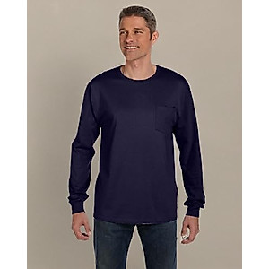 Hanes Tagless Long Sleeve T-Shirt with a Pocket