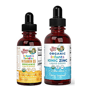 USDA Organic Vitamin D3 & Liquid Ionic Zinc for Infants & Toddlers Bundle by MaryRuth's | Immune Support | Vitamin D3 Supplement | Vegan | Gluten Free | Non-GMO