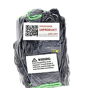 G & F Products 12 PAIRS Mens Working Gloves with Micro Foam Coating - Garden Gloves Texture Grip - men’s Work Glove For general purpose, construction, yardwork, Large (1519L-12),Grey/Black