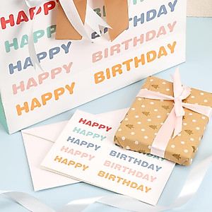 Moretoes 2 Pack Birthday Gift Bags Matching Tissue Paper and Cards, Pretty Rainbow Gift Bags Happy Birthday Gift Bags for Men Women, 12.6" x 10.25" x 4.7"