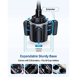 andobil Cup Holder Phone Mount, [Military-Grade, Super Stable] Adjustable Height Solid Long Gooseneck Cup Cell Phone Holder for Car Truck with Quick Swivel Compatible with iPhone 14 13 12 Pro Max