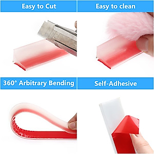 Duzzy 39 Inch Clear Shower Threshold Water Dam, Self-Adhesive Silicone Shower Water Guard Blocker Suitable for Bathroom and Kitchen