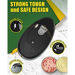 Smooth Edge Food-Safe Electric Can Opener, One-Touch Kitchen Can Opener Opens Almost Most Can Sizes, Good for Senior with Arthritis, Best Gift for Women, Battery Operated and Automatic Can Opener