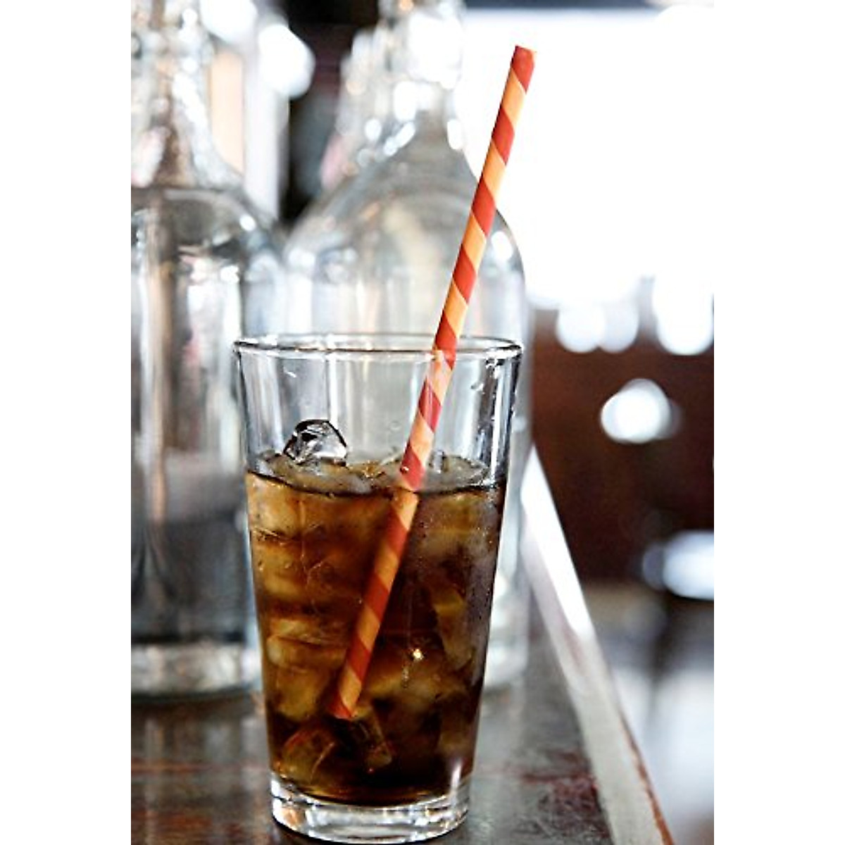 Kikkerland Biodegradable Party Stripes Paper Straws, Multicolored, Box of 144