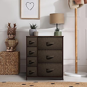 Sorbus Dresser with 7 Drawers - Chest Organizer Tower Unit with Steel Frame, Wood Top, Easy Pull Fabric Bins - Storage Furniture for Bedroom, Hallway, Closet & Office Organization