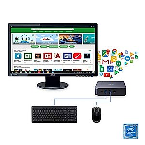 ASUS Celeron Chromebox and 24" Full HD Monitor with ChromeOS keyboard-mouse Bundle Kit