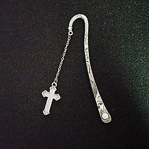 KORENJUL Luminous Bookmark, Cross Bookmarks Retro Glowing Exquisite Fluorescent Metal Multi-Purpose Jewelry Christian Gifts, Silver