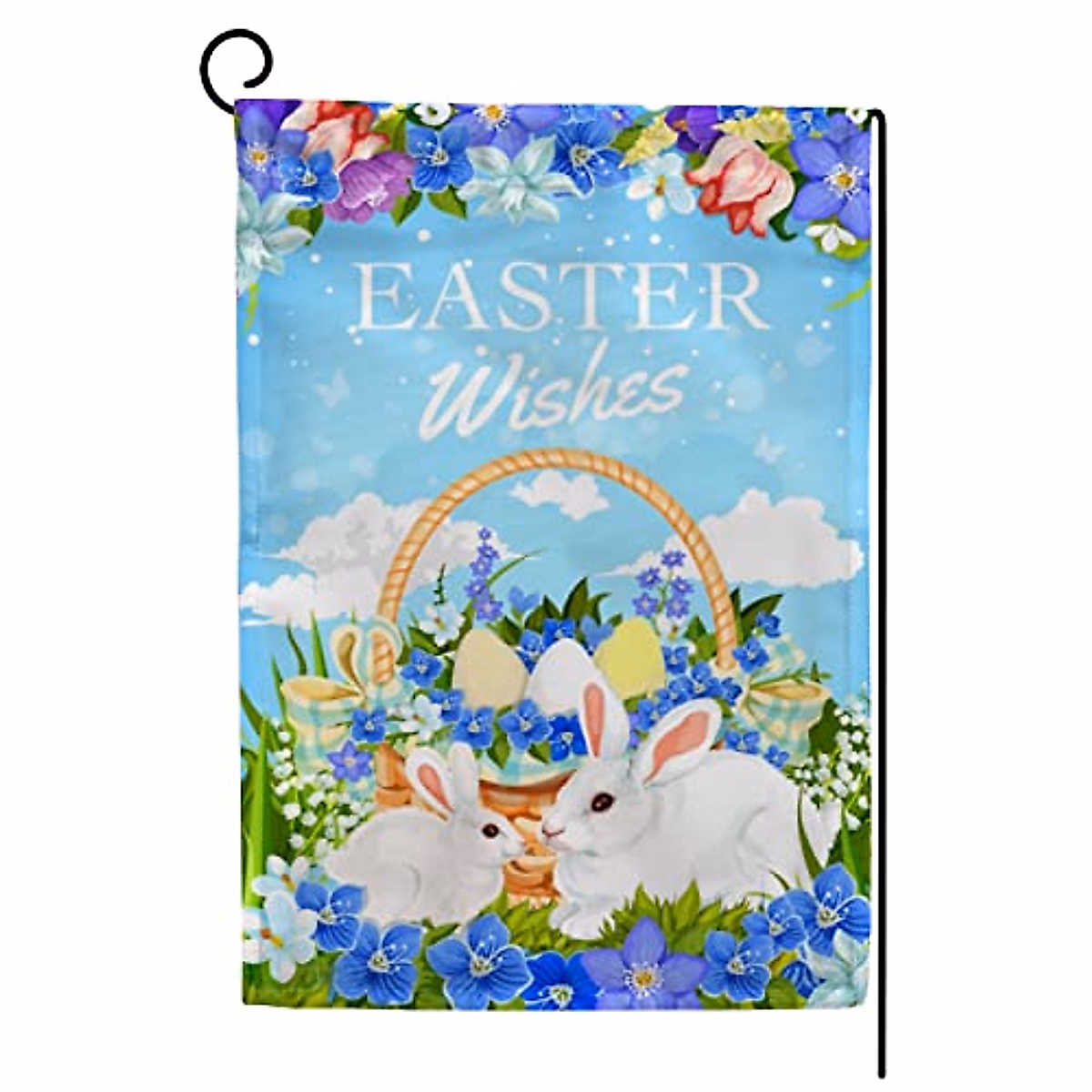 My Little Nest Seasonal Garden Flag Easter Egg Basket Bunnies Double Sided Vertical Garden Flags for Home Yard Holiday Flag Outdoor Decoration Farmhouse Banner 28"x40"