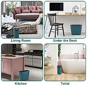 YAYODS 3 Pack Small Trash Can Slim Waste Basket for Bathroom with Handles, 3 Gallon Office Trash Can, Plastic Garbage Can Trash Bin for Bathrooom, Bedroom, Office, Kitchen, Laundry Room, White