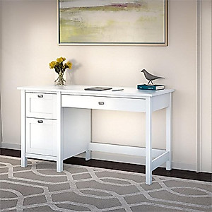 Bush Furniture Broadview Computer Desk with Drawers in Pure White