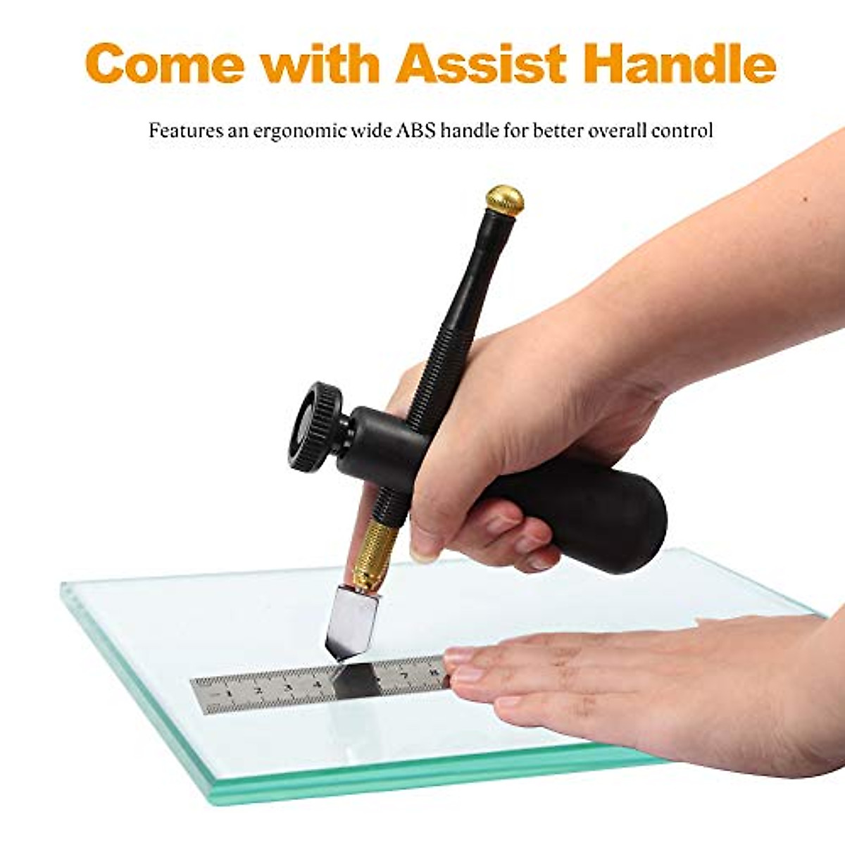 SPEEDWOX Glass Cutting Tool Kit 2mm-20mm Pencil Style Oil Feed Glass Cutter with 2 Replaceable Blades Ergonomic Assist Handle Tungsten Scribe Engraving Pen Oil Dropper Screwdrive Steel Ruler