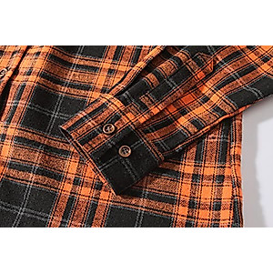 SSLR-Flannel-Shirts-for-Women-Long Sleeve Button Down Shirts Plaid Lightweight Casual (Large, Orange Black)