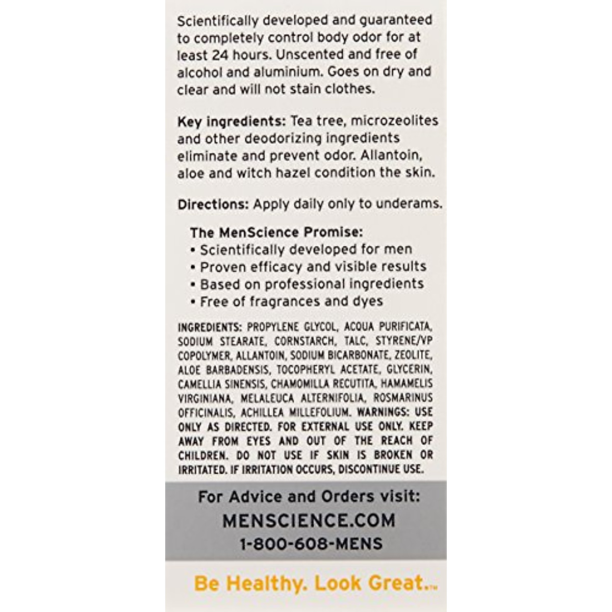 MenScience Androceuticals Advanced Deodorant, 2.6 oz (Pack of 1)