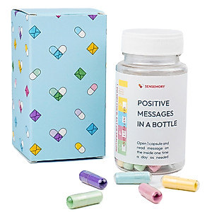 50 Pre-Written Positive Messages in a Bottle, Adult Stress Relief Gifts, Christmas Gifts, Affirmation Gifts for Women, Thanksgiving Gifts, Self Care Kit Mediation, Unique Health Wellness Gifts