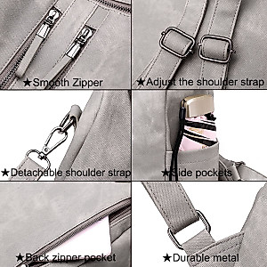 Poopy Women Multifunctional Soft Leather Handbag Purses Shoulder Backpack Crossbody Zipper Bag with Pocket (blue)