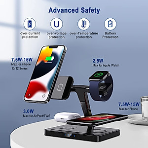Magnetic Wireless Charging Station for Magsafe Charger Stand 4 in 1 Fast Wireless Charging with 36W Adapter for iPhone 14/13/12 /Mini/Pro/Pro Max,AirPods Pro/2,Apple iWatch,Two Phone Charging
