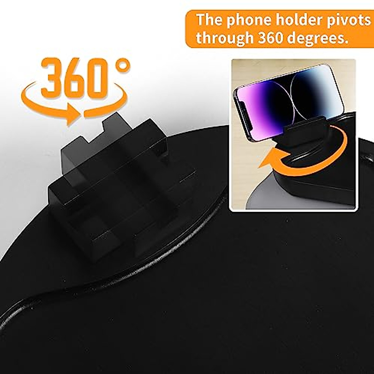 Lengthened Upgrade 17.7x9.8 Couch Arm Table Tray for Sofa, Center Console Armrest Clip Table for Car, Wooden, Foldable, Large Space for Eat/Drink/Snack/Remote Control, with 360° Rotating Phone Holder