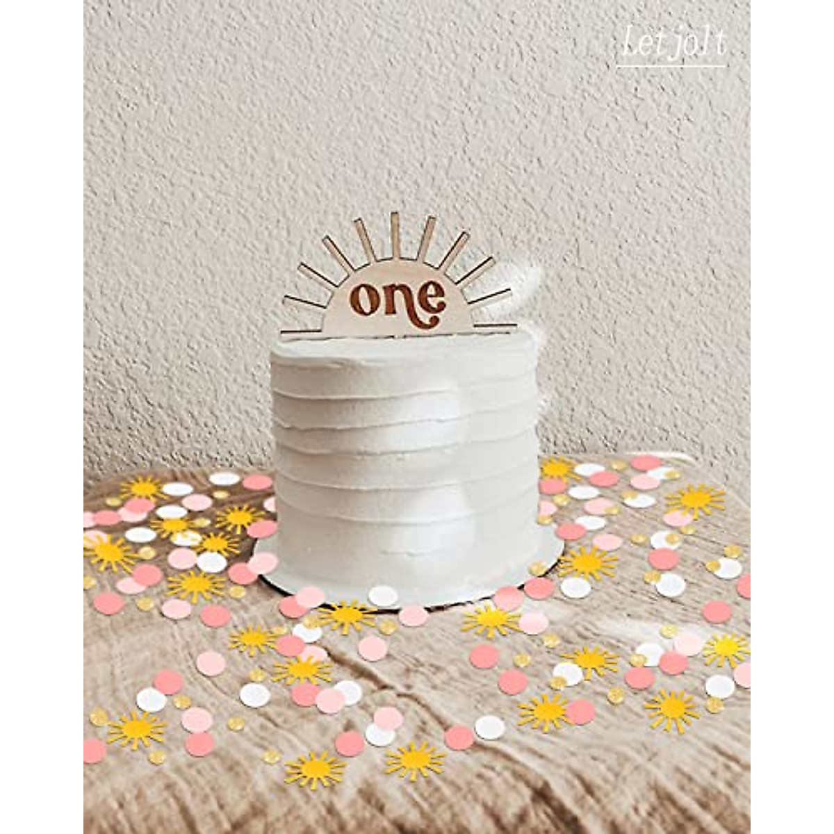 Golden Pink White Sunny Dots Confetti Girl Birthday Pink Scatter Table Decoration for Baby Shower First Trip Around the Sun Theme Party Bridal Shower Boho Wedding Classroom Nursery Supplies 150 Pcs