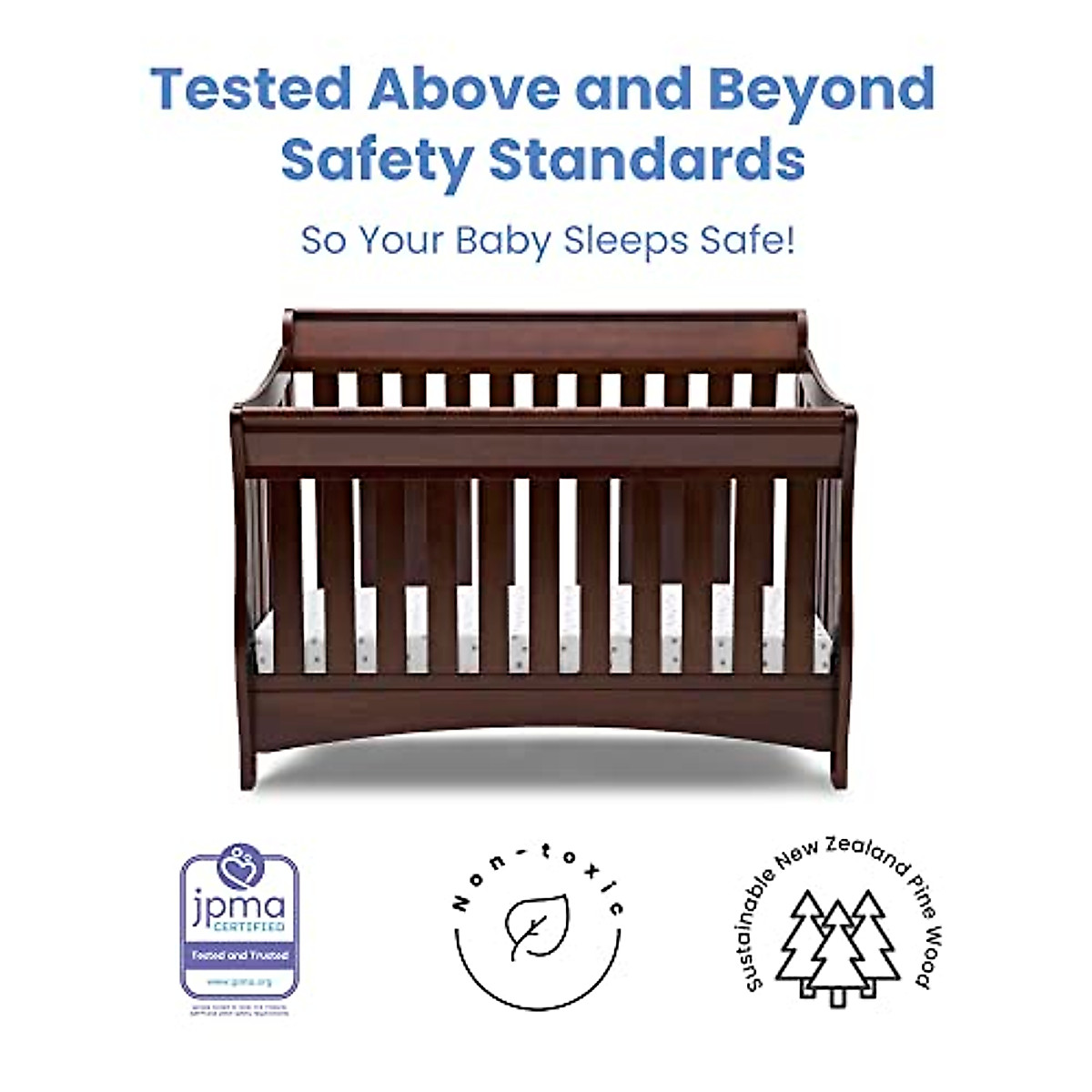 Delta Children Bentley S Series 4-in-1 Convertible Baby Crib, Chocolate