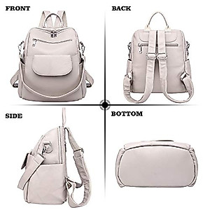 Women Fashion Backpack Purse Waterproof Bookbags Travel Shopping Rucksack Convertible Ladies Shoulder Bag (Light Gray【PU】)