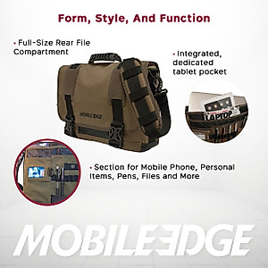 Mobile Edge ECO Laptop Messenger Bag for Men and Women, Fits Up To 14 Inch Widescreen PCs, Compatible with MacBook Pro 15 Inch, Travel Computer Bag, Olive Green, MEUME9