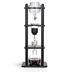 Yama Glass Cold Brew Maker I Ice Coffee Machine With Slow Drip Technology I Makes 6-8 cups (32oz), Large Capacity Cold Brew Coffee Tower, Black