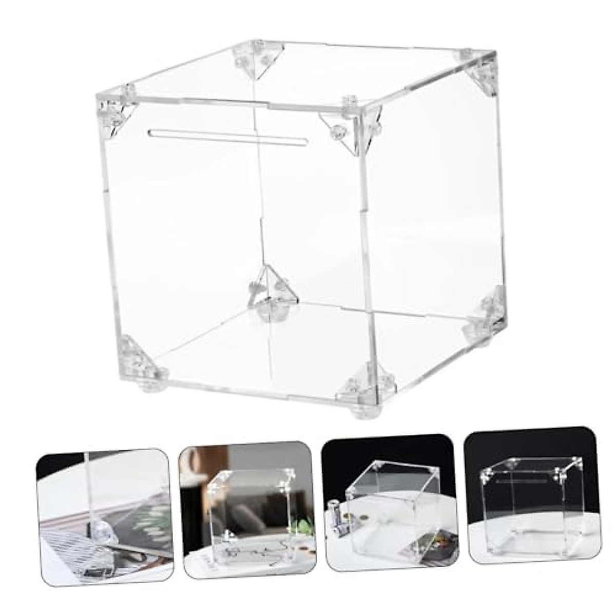 JOEBO Acrylic Piggy Bank Tabletop Coin Container Tabletop Saving Bank Money Supply Cash Saving jar Transparent Bank Daily use Saving Pot Compact Bank Cylinder Household Products 15c