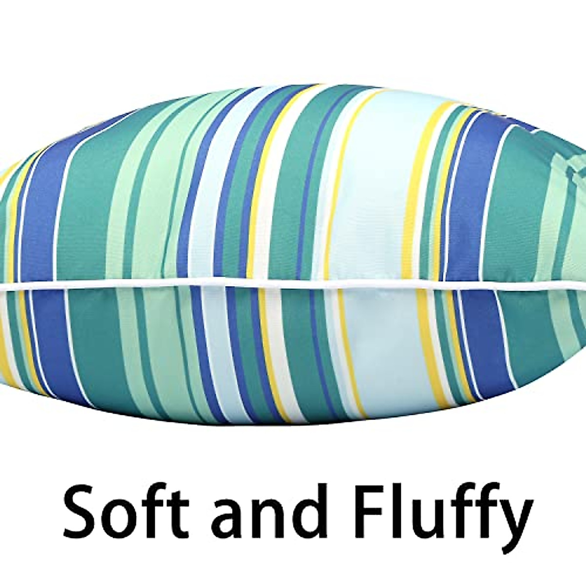 Maphissus 2 PCS Outdoor Throw Pillows Included Inserts,18x18 Inches Green Striped Square Pillows,Waterproof Stuffed Pillow for Patio Garden Bench Furniture
