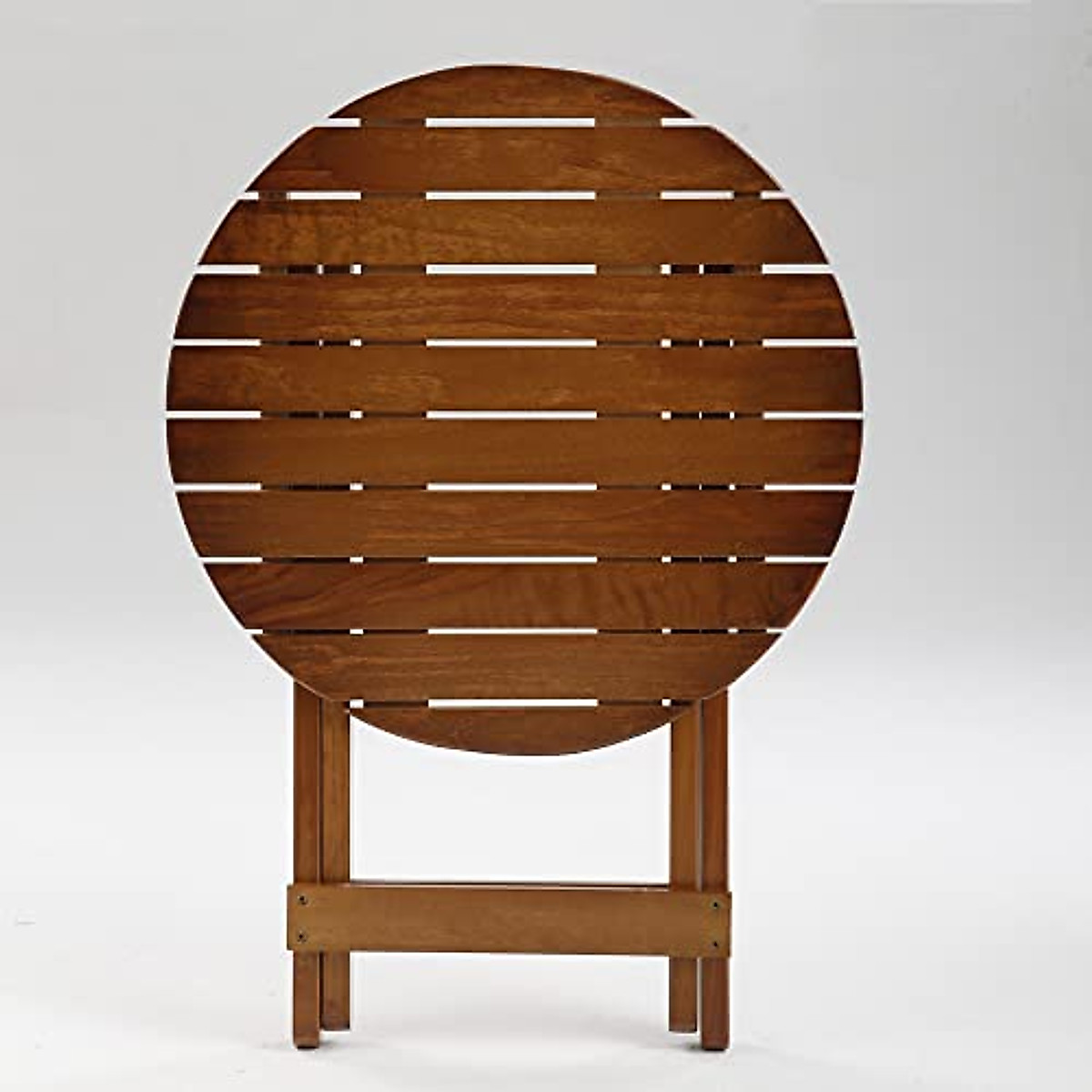 BplusZ Small Round Folding Side Table - Portable End Table for Outdoor Patio Use, Ideal as Coffee Table or Plant Stand, 19.1" D x 19.1" W x 19.85" H, Brown