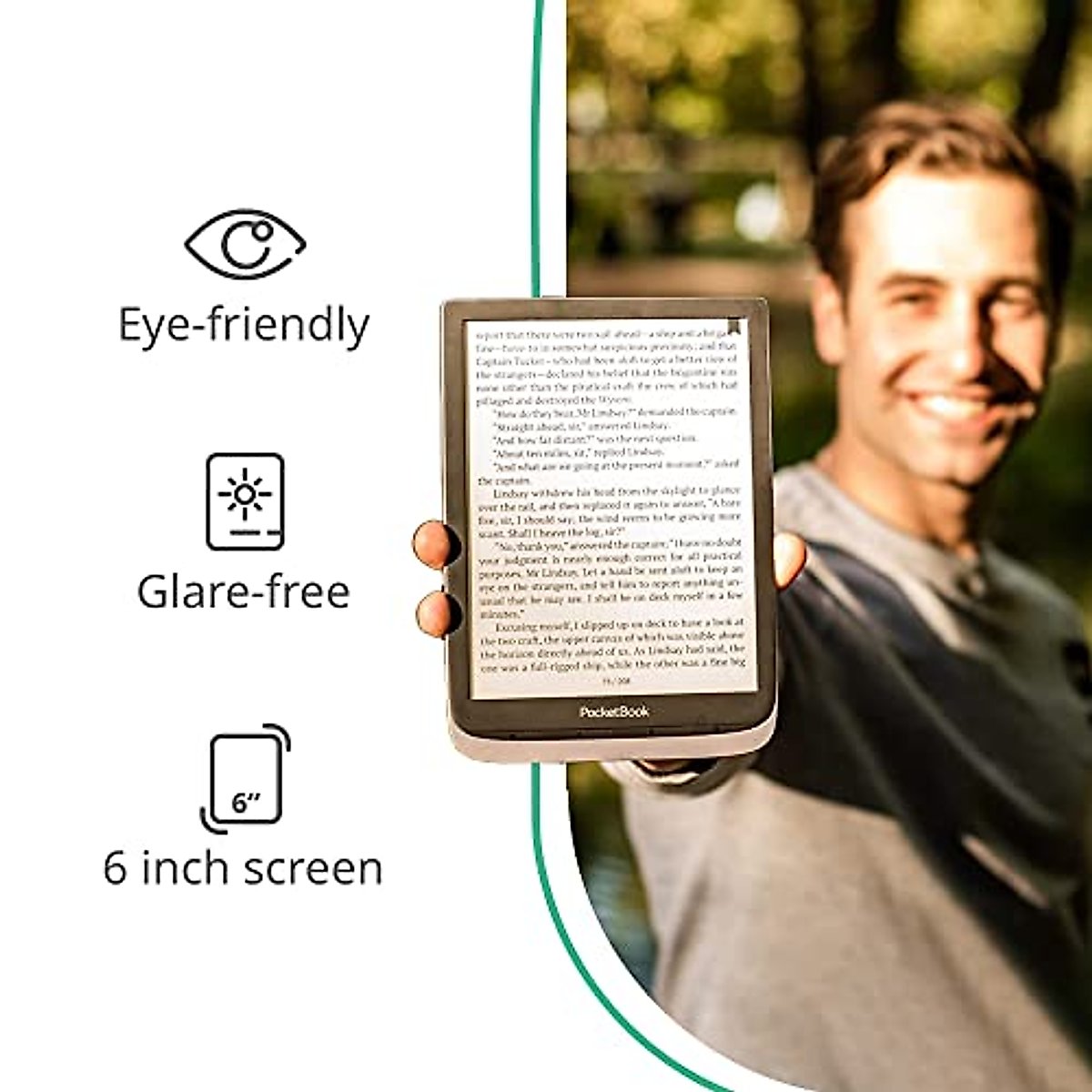 Pocketbook Touch Lux 5 | E-Book Reader | Glare-Free & Eye-Friendly E-Ink Technology | 6ʺ Touchscreen with HD Resolution | Wi-Fi | Adjustable SMARTlight | Micro-SD Slot | E-Reader in Ink Black
