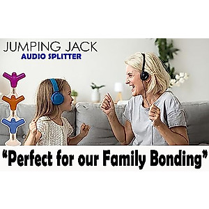 Jumping Jack Audio Splitter Ultimate Sound Experience, 3.5mm Audio Splitter for Headphones - Aux Splitter Connect 2 Headphones, Enhance Music Sharing, Color Vary - Pack of 2