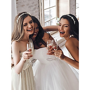 SWEETV Rhinestone Bridal Headband Silver Wedding Headpiece for Bride Crystal bridal hair pieces for Wedding Hair Accessories for Women Girl