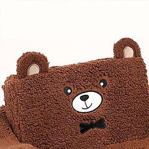 MOMCAYWEX Kids Chairs for Toddler, 2-in-1 Toddler Soft Sherpa Couch Fold Out, Convertible Sofa to Lounger for Girls and Boys, Teddy Bear, Brown