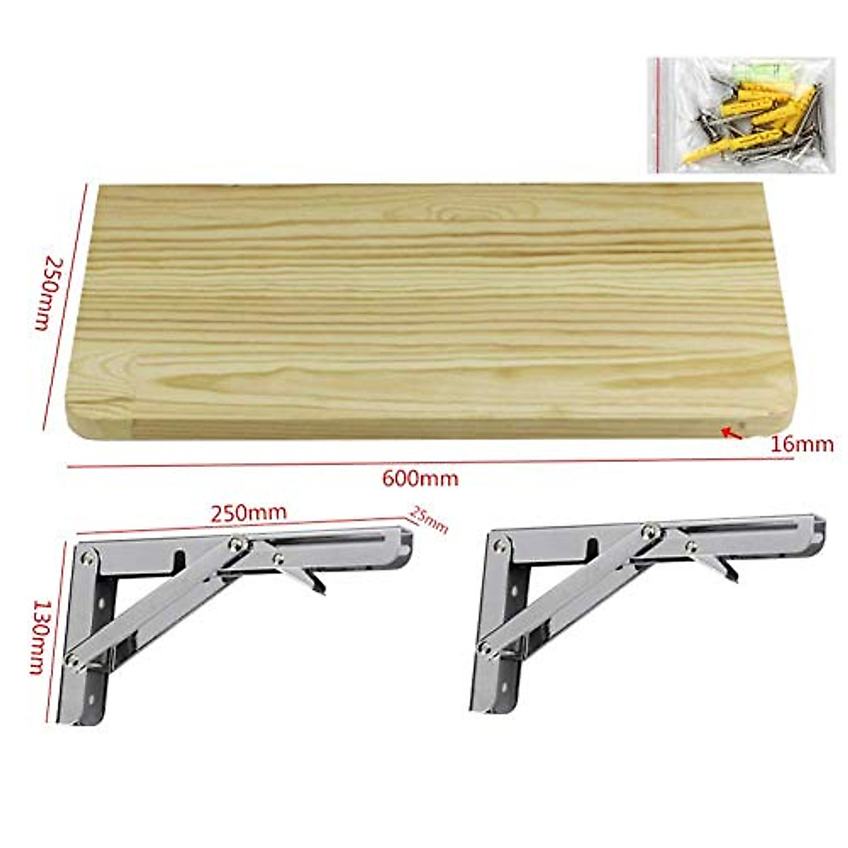 PIBM Stylish Simplicity Shelf Wall Mounted Floating Rack Table Laptop Stand Desk Triangular Bracket Bookshelf Dining Table Metal Solid Wood Save Space Bearing Strong, a ,