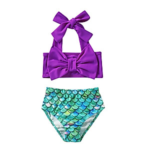 Little Toddler Girls Bathing Suit Mermaid Bikini Two Piece Swimsuit Bottoms Swimming Suit Swimwear 3T - 4T
