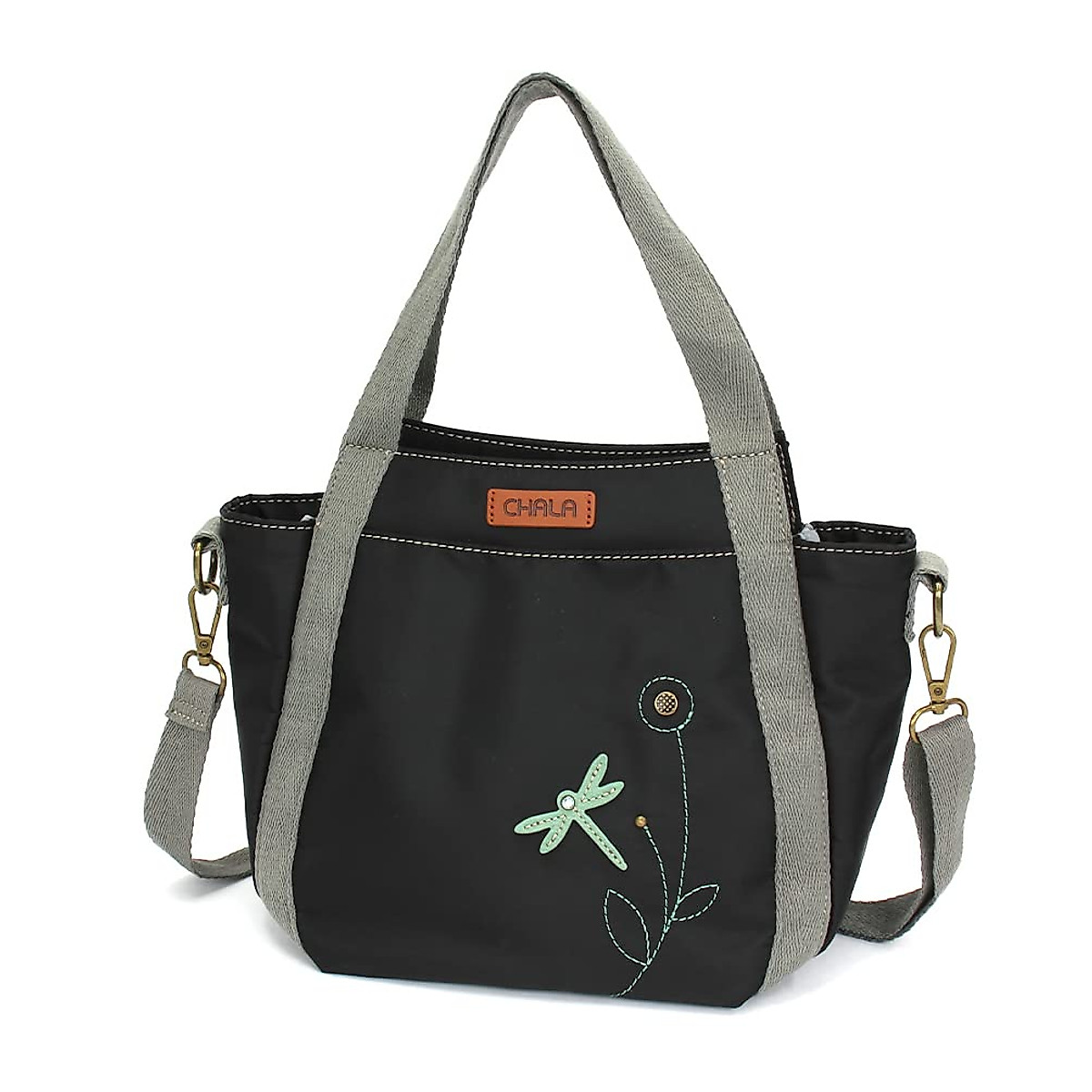 CHALA Venture Mini Carryall - RFID Protected Nylon Bag with Adjustable Crossbody Strap - Dragonfly - black