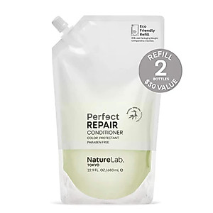 NATURELAB. TOKYO Perfect Repair Conditioner: Eco-Friendly Refill Pouch: Moisturizing Conditioner to Replenish and Restore Damaged, Color Treated Hair and Strengthen New Hair I 22.9 FL OZ / 680ml