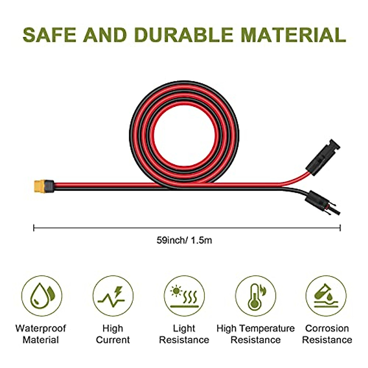 ALLPOWERS MC-4 Female and Male Connector to XT60 Adapter Cable, Compatible with All MC-4 Output Solar Panels and ECO River/Delta Solar Generators (XT60 Input)
