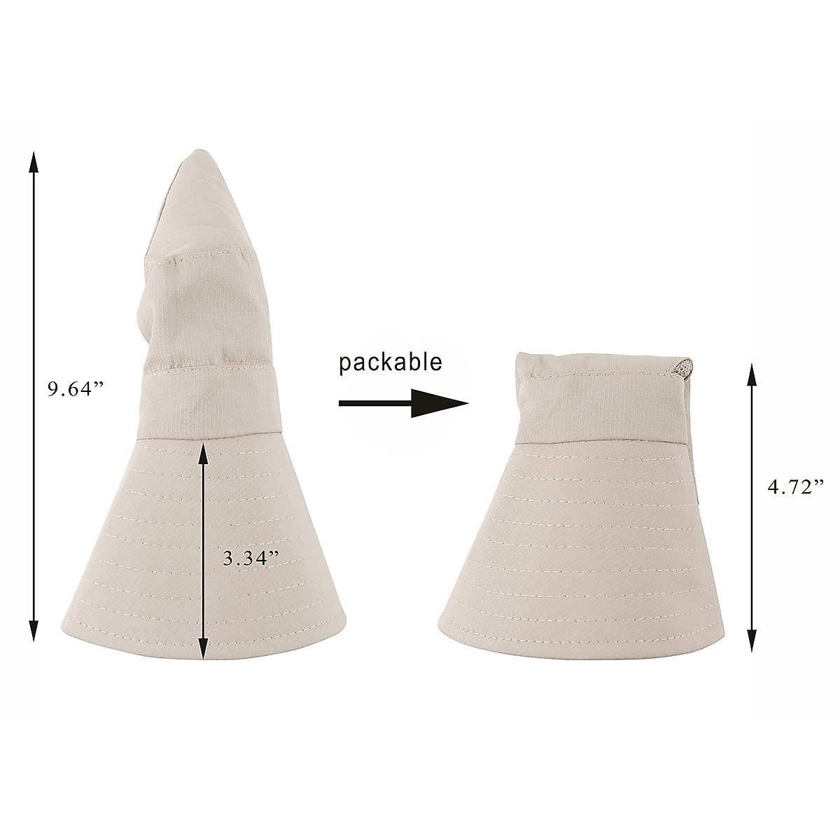 Womens Sun Hats Wide Brim Ponytail Hats Summer Beach Hat for Women Foldable Travel Safari Hats UPF50+(Size:M-L) (58cm/22.83inch,Beige)