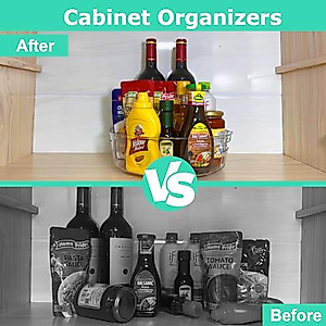 Terfik 4 Pack Lazy Susan Organizer, 11.5 Inch Clear Lazy Susan Turntable for Cabinet with Handles, 360 Rotating Acrylic Turntable Organizer for Refrigerator, Dining Table, Kitchen Countertop, Pantry