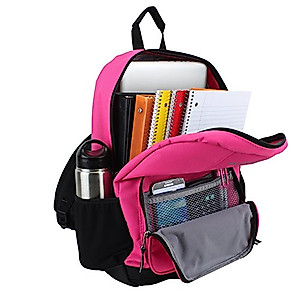Eastsport Classic Backpack with Inner Tech Pocket, Bottom Shoe Compartment and Drawstring Bag, Pink
