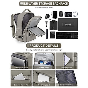 VGCUB Large Travel Backpack,Carry on Backpack for Women Men Airline Approved Gym Backpack Waterproof Business Laptop Daypack,White Brown