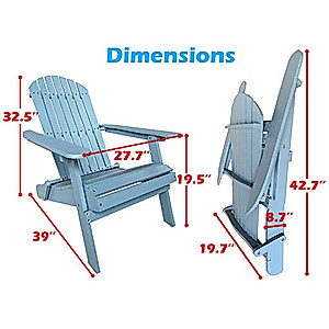 FDW Lawn Folding Adirondack Outdoor Patio Seating Fire Pit Wood Chairs for Adults Yard Garden w/Natural Finish, Turquoise